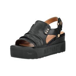 Mustang Shoes Damen Keilsandalette "Mustang Shoes Sandalen Textil", Gr. 38schwarz, Textil, Schuhe
