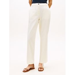 Tommy Hilfiger Damen Chinohose "CO GMD SLIM STRAIGHT CHINO", beige, Gr. 40, unifarben, Web, Obermaterial: 65% Baumwolle, 33% Lyocell, 2% Elasthan,