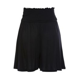 Buffalo Damen Shorts, schwarz, Gr. 36, unifarben, Jersey, Obermaterial: 100% Viskose, Hosen, mit breitem Smokbund, kurze Hose, weites Bein, besonders