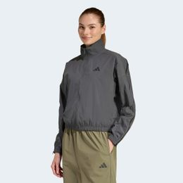 Damen Sweatjacke "CITY TECH WOVEN MIT REISSVERSCHLUSS"grau six, Gr. L, adidas Sportswear, Obermaterial: 100% Polyamid, Sweatjacken