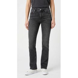 Straight-Jeans MAC "MACMELANIE", Damen, Gr. 36, L&auml;nge 30, schwarz (grau basic), Denim/Jeans, Obermaterial: 77% Baumwolle, 10% Polyester, 10% Viskose, 3% Elasthan, straight fit kn&ouml;chellang, Jeans Straight-Jeans, Sportives Naht-Detail am Tascheneingriff
