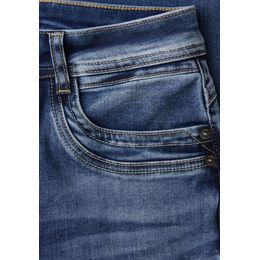 Street One Damen Comfort-fit-Jeansindigo random washed, Gr. 32, unifarben, Jeans, 82% Baumwolle, 16% Polyester, 2% Elasthan, Jeans, mit destroyed