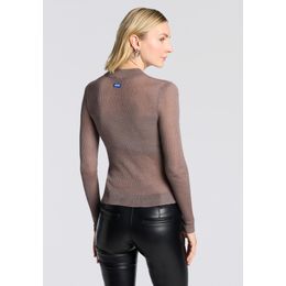 Hugo Damen Stehkragenpullover "Slumy", braun, Gr. XXL, Rippstrick, Obermaterial: 77% Viskose, 11% Polyester, 10% Polyamid, 2% Elasthan, Pullover, mit