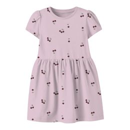 name it M&auml;dchen Minikleid "NMFVIVIA SS 2P DRESS NOOS", pink, Gr. 122, bedruckt, unifarben, Jersey, Obermaterial: 100% Baumwolle, Kleider, Baumwolle,