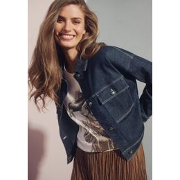 Betty Barclay Damen Jackenblazer "Damen langarm", blau, Gr. 38, Denim/Jeans, Obermaterial: 98% Baumwolle, 2% Elasthan, Blazer