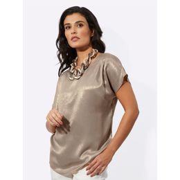 CR&Eacute;ATION L CREATION L Damen Schlupfbluse, gold, Gr. 42, unifarben, 100% Polyester, Blusen