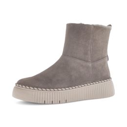 Gabor Damen Winterboots, Gr. 35, grau, Veloursleder, unifarben, Schuhe, Plateau, Stiefelette mit praktischem Innenrei&szlig;verschluss