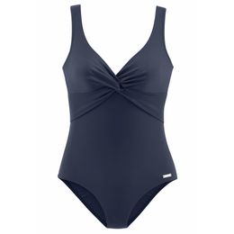 Lascana Damen Badeanzug, blau, Gr. 38, unifarben, Polyamid, Badeanz&uuml;ge, mit Shaping-Einsatz vorn, eingearbeitete Softcups, mit Raffungen