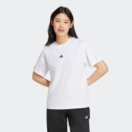 T-Shirt adidas Sportswear "ESSENTIALS BAUMWOLL-, KLEINES LOGO", Damen, Gr. XS, schwarz-wei&szlig; (wei&szlig;, schwarz), Obermaterial: 100% Baumwolle, normal, Rundhals, Shirts T-Shirt, Basic Design, Rundhalsausschnitt, mit kleinem 3-Streifen Logo