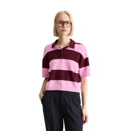 Marc O'Polo Damen Poloshirt "aus Crinkled Organic Cotton-Mix"schwarz pink, Gr. XS, MARC O'POLO DENIM, unifarben, Obermaterial: 81% Baumwolle, 19% Polyamid, Shirts