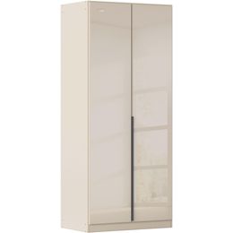 Dreht&uuml;renschrank OTTO HOME "Kleiderschrank Kleiderschr&auml;nke Schrank Garderobe AGORDO mit Glasfront", beige (beige, glas beige (champagner)), B:91cm H:210cm T:54cm, Holzwerkstoff, Schr&auml;nke, Dreht&uuml;renschrank, durchdachte Innenausstattung, in 8 Breiten und 2 H&ouml;hen MADE IN GERMANY