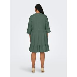 Only CARMAKOMA Damen Tunikakleid "CARTHYRA LIFE PEPLUM DRESS WVN", gr&uuml;n, Gr. 48, unifarben, Web, Obermaterial: 100% Baumwolle, Kleider, Sommerkleid