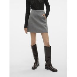 V&eacute;ro Moda Minirock VERO MODA "VMFORTUNEALLISON HW SHORT SKIRT GA NOOS", Damen, Gr. L (40), grau (medium grau melange), Web, Obermaterial: 100% Polyester, unifarben, sehr figurbetont kurz, R&ouml;cke Minirock