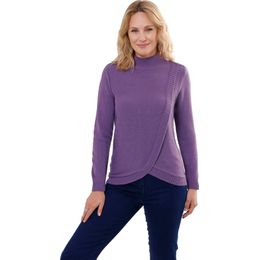 Damen Stehkragenpullover in doppellagiger Optik lila, Gr&ouml;&szlig;e 38