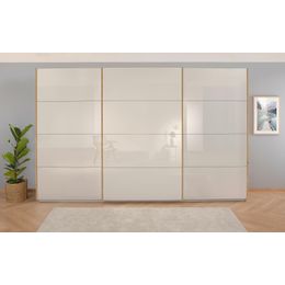 Schwebet&uuml;renschrank Rauch "Kleiderschrank Schrank Garderobe KOLUNA mit hochwertiger Glasfront", beige (eiche artisan, glas champagner), B:360cm H:229cm T:62cm, Holzwerkstoff, Schr&auml;nke, Schwebet&uuml;renschrank, inkl. 2 Innenschubladen sowie extra Einlegeb&ouml;den MADE IN GERMANY
