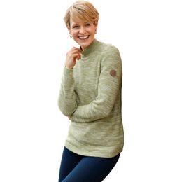 Damen Stehkragenpullover aus Melange-Strick schilf-meliert, Gr&ouml;&szlig;e 38