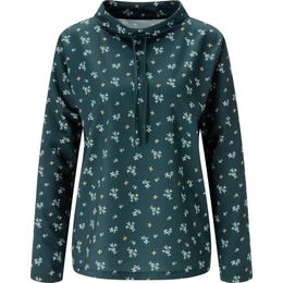 Damen Sweatshirt im floralen Dessin petrol-ecru-bedruckt, Gr&ouml;&szlig;e 52