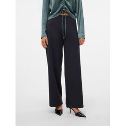 V&eacute;ro Moda Schlupfhose VERO MODA "VMBERLIN ZAMIRA MW WIDE PANT NOOS", Damen, Gr. L (40), L&auml;nge 34, blau (blau graphite), Milano Rib, Obermaterial: 95% Polyester, 5% Elasthan, unifarben, loose fit normal, Hosen Schlupfhose, mit Stretch