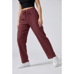 Schlupfhose Only "ONLTIZANA COTTON LOOSE PANTS WVN NOOS", Damen, Gr. S, N-Gr, oxblood rot, Web, Obermaterial: 100% Baumwolle, unifarben, regular fit kn&ouml;chellang, Hosen Schlupfhose