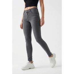 Skinny-fit-Jeans Only "ONLRAIN REG SKINNY JEANS DNM CRYOD655", Damen, Gr. M (38), L&auml;nge 32, blau (grau denim), Denim/Jeans, Obermaterial: 53% Viskose, 29% Baumwolle, 17% Polyester, 1% Elasthan, unifarben, skinny fit, Jeans Skinny-fit-Jeans