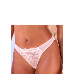 String Lascana "Alexia", Damen, Gr. 36/38, beige (creme), Spitze, Obermaterial: 88% Polyamid, 12% Elasthan, Unterhosen String, mit sexy Cut-Out & Ringaccessoires, sexy Dessous, Topseller