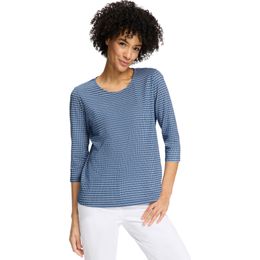 Damen 3/4-Arm-Shirt mit Minimal-Druck jeansblau-ecru-bedruckt, Gr&ouml;&szlig;e 54