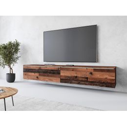Lowboard Home Affaire "LOWBOARD VERA, wahlweise mit oder ohne Beleuchtung", braun (oldwood), B:180cm H:30cm T:33cm, Sideboards, Lowboard, Modernes griffloses TV-Board, 180 cm TV-Schrank, stehend und h&auml;ngend