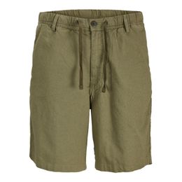Jack & Jones PlusSize Jogger Pants "JPSTJAIDEN HYBRID BONDI JOG SHORT PLS", Damen, Gr. 44 (5XL), N-Gr, deep lichen gr&uuml;n, angeraute Sweatware, Obermaterial: 80% Baumwolle, 20% Leinen, JACK & JONES PLUSSIZE, unifarben, relaxed fit knielang, Hosen