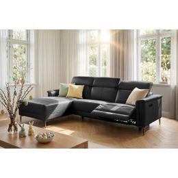 Ecksofa OTTO HOME "LUND, L-Form, 261cm, man. o. elektr. Relaxfunktion (mit USB-A)", schwarz, B:261cm H:97cm T:179cm, Kunstleder 100% Polyurethan, Sofas, Ecksofa, und Kopfteilverstellung