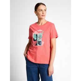 Tom Tailor Damen T-Shirt, rosa, Gr. XS, bedruckt, Single Jersey, Obermaterial: 100% Baumwolle, Shirts, mit Print