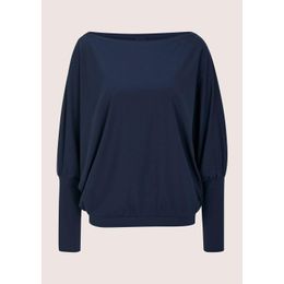 Madeleine Mode Langarmshirt MADELEINE "Langarmshirt Lockeres Longsleeve mit Fledermaus&auml;rmeln", Damen, Gr. 34, blau (marine), Obermaterial: 62% Viskose CV. 30% Polyamid PA. 8% Elasthan EL., Modern, schmal, Shirts Langarmshirt, Weite Fledermaus&auml;rmel