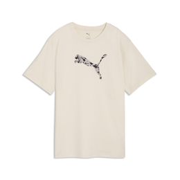 T-Shirt Puma "Essentials Graphics Animal Relaxed T-Shirt Damen", Damen, Gr. L, alpine snow wei&szlig;, Obermaterial: 100% Baumwolle. Rippe: 20% Polyester, 80% Baumwolle. Kn&ouml;chelsocke: 20% Polyester, 80% Baumwolle, bedruckt, relaxed fit, Rundhals, Shirts T-Shirt