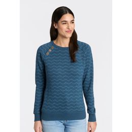 Ragwear Damen Sweatshirt "DARIA ZIG ZAG O", blau, Gr. S, gemustert, Sweatware, Obermaterial: 65% Baumwolle, 35% Polyester, Sweatshirts, mit