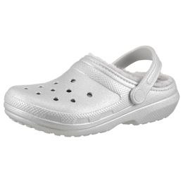 Clog Crocs "Classic Fuzz Lined Glitter", Damen, Gr. 38, silberfarben, Croslite&trade;, Glitzer, Basic, Schuhe Clog, mit L&uuml;ftungs&ouml;ffnungen