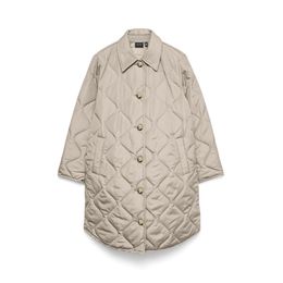 V&eacute;ro Moda Steppmantel VERO MODA "VMMILLIE COAT NOOS", Damen, Gr. M, oatmeal, Web, Obermaterial: 100% Polyester, unifarben, comfort fit knielang, Rundhals, M&auml;ntel Steppmantel, mit Knopfleiste