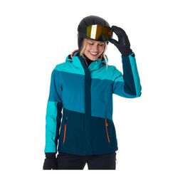 Skijacke Killtec "KSW 67 WMN SKI JCKT", Damen, Gr. 48, blau (t&uuml;rkis), Obermaterial: 100% Polyester;Futter: 100% Polyester;F&uuml;llung: 100% Polyester, Jacken Skijacke, Damen Skijacke: wasserdicht, atmungsaktiv, abnehmbare Kapuze