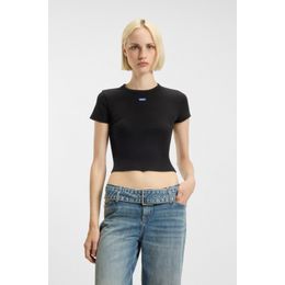 Hugo Damen T-Shirt "Baby Tee", schwarz, Gr. XXXL, unifarben, Single Jersey, Obermaterial: 96% Baumwolle, 4% Elasthan, Shirts, in verk&uuml;rzter L&auml;nge