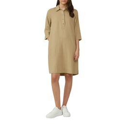 Blusenkleid s.Oliver, Damen, Gr. 46, N-Gr, braun (schwarz sand), Obermaterial: 52% Leinen, 48% Viskose. Futter: 100% Viskose, unifarben, regular fit kniefrei, gerader Abschluss, Kleider Blusenkleid, mit Knopfleiste