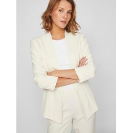 Kurzblazer Vila "VIHER NEW 3/4 BLAZER -NOOS", Damen, Gr. XL, beige (birch), Web, Obermaterial: 63% Polyester, 33% Viskose, 4% Elasthan, unifarben, regular fit h&uuml;ftlang, Blazer Kurzblazer, Materialmix, regular fit
