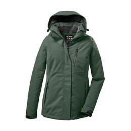 Outdoorjacke Killtec "KOW 170 KG WMN JCKT", Damen, Gr. 21, gr&uuml;n (graugr&uuml;n), Obermaterial: 100% Polyester;Futter: 100% Polyester;F&uuml;llung: 100% Polyester, Jacken Outdoorjacke, Damen Funktionsjacke: wasserdicht, atmungsaktiv, abnehmbare Kapuze