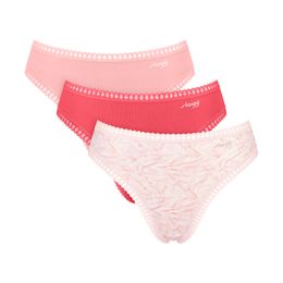 Sloggi Damen Slip "GO Crush", Gr. XS, rosa, Single Jersey, Obermaterial: 95% Baumwolle, 5% Elasthan, Unterhosen, mit Spitzendetails, Multipack, hoher