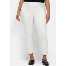 7/8-Hose sheego, Damen, Gr. 44, Normalgr&ouml;&szlig;en, wei&szlig;, 69% Baumwolle, 29% Polyester, 2% Elasthan, unifarben, Hosen 7/8-Hose