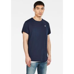 G-Star Raw T-Shirt G-STAR "Lash", Herren, Gr. L (52/54), blau (navy, meliert), Jersey, Obermaterial: 100% Baumwolle, unifarben, normal h&uuml;ftbedeckend, Rundhals, Umschlagsaum krempelbar, Shirts T-Shirt, mit kleinem Logodetail