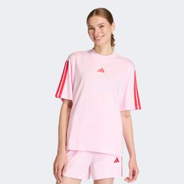 T-Shirt adidas Sportswear "W 3S SJ BF T", Damen, Gr. M, clear pink, pure ruby, Obermaterial: 100% Baumwolle, normal, Shirts T-Shirt, lockere Passform, Kurzarmdesign, sportlicher Stil, aus Baumwolle