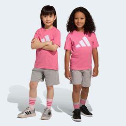 Trainingsanzug adidas Sportswear "LK BL T-SET 160", Damen, Gr. 110, pnkfus, wei&szlig;, Obermaterial: 100% Baumwolle, Sportanz&uuml;ge Trainingsanzug, f&uuml;r Kinder, zweiteilig, aus Baumwolle