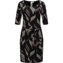 Jerseykleid Ragwear "Jerseykleid Kenisha Print", Damen, Gr. M, N-Gr, schwarz, Obermaterial: 67% Polyester PES. 28% Viskose CV. 5% Elasthan EL. Obermaterial: 67% Polyester PES. 28% Viskose CV. 5% Elasthan EL., Kleider Jerseykleid