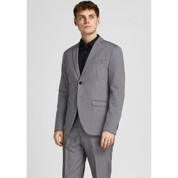 Jack & Jones Sakko JACK & JONES "JPRFRANCO Blazer mit 2-Knopf-Form und extra schmalem Schnitt", Herren, Gr. 46, grau (light grau melange), Web, Obermaterial: 78% Polyester, 17% Viskose, 4% Elasthan, 1% sonstige Fasern, meliert, slim fit, 1-Knopf-Manschette, Sakkos Sakko, unifarben, modisch, slim fit, Kunstfaser