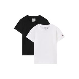 T-Shirt Champion "ICONS 2 pack Crewneck T-Shirt", M&auml;dchen, Gr. M (140/146), wht, nbk, ns, Obermaterial: 100% Baumwolle, Rundhals, Shirts T-Shirt, f&uuml;r Kinder und Jugendliche, Kurzarm, sportlicher Stil