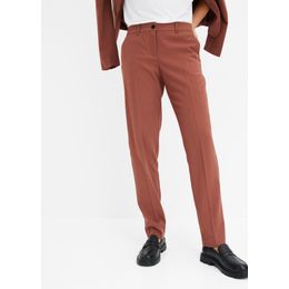 bonprix Damen Anzughose, braun, Gr. 46, gepflegt, unifarben, Web, Obermaterial: 76% Polyester, 22% Viskose, 2% Elasthan, Hosen, Slim fit Passform,