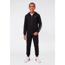Jogginganzug Champion "Sport inspired Hooded Full Zip sweatsuit", Jungen, Gr. L (152/158), nbk, nbk, Obermaterial: 54% Baumwolle, 46% Polyester, Sportanz&uuml;ge Jogginganzug, mit Kapuze, mit durchgehendem Rei&szlig;verschluss, f&uuml;r Kinder, Topseller